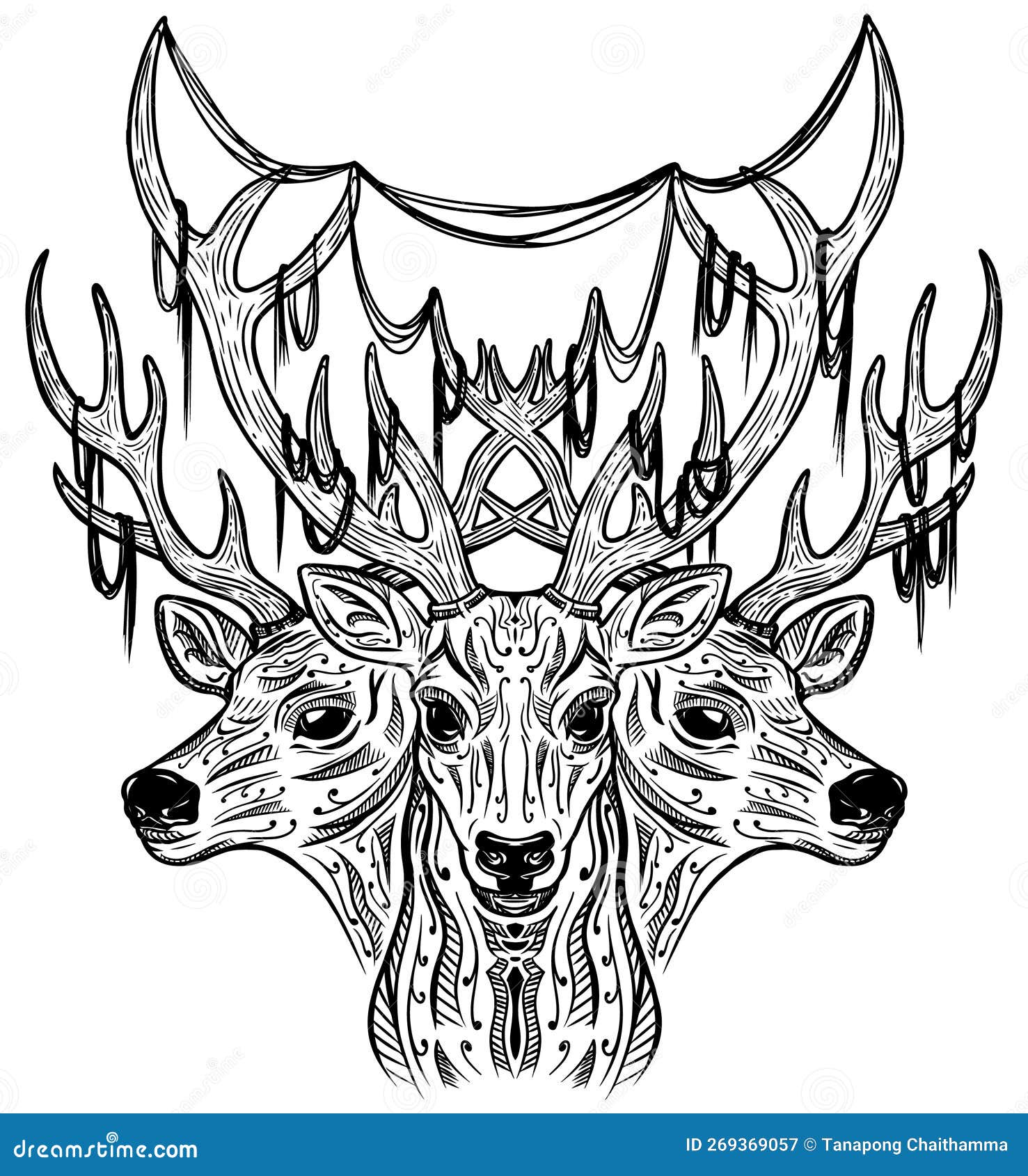 Two Headed Deer Vector Illustration Clip-art Image File | CartoonDealer ...