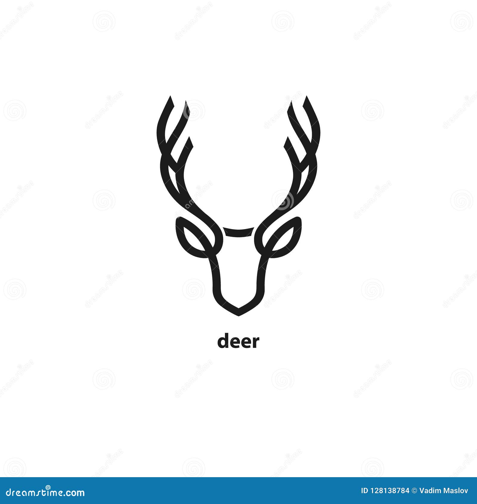 Deer head line icon. stock vector. Illustration of forest - 128138784