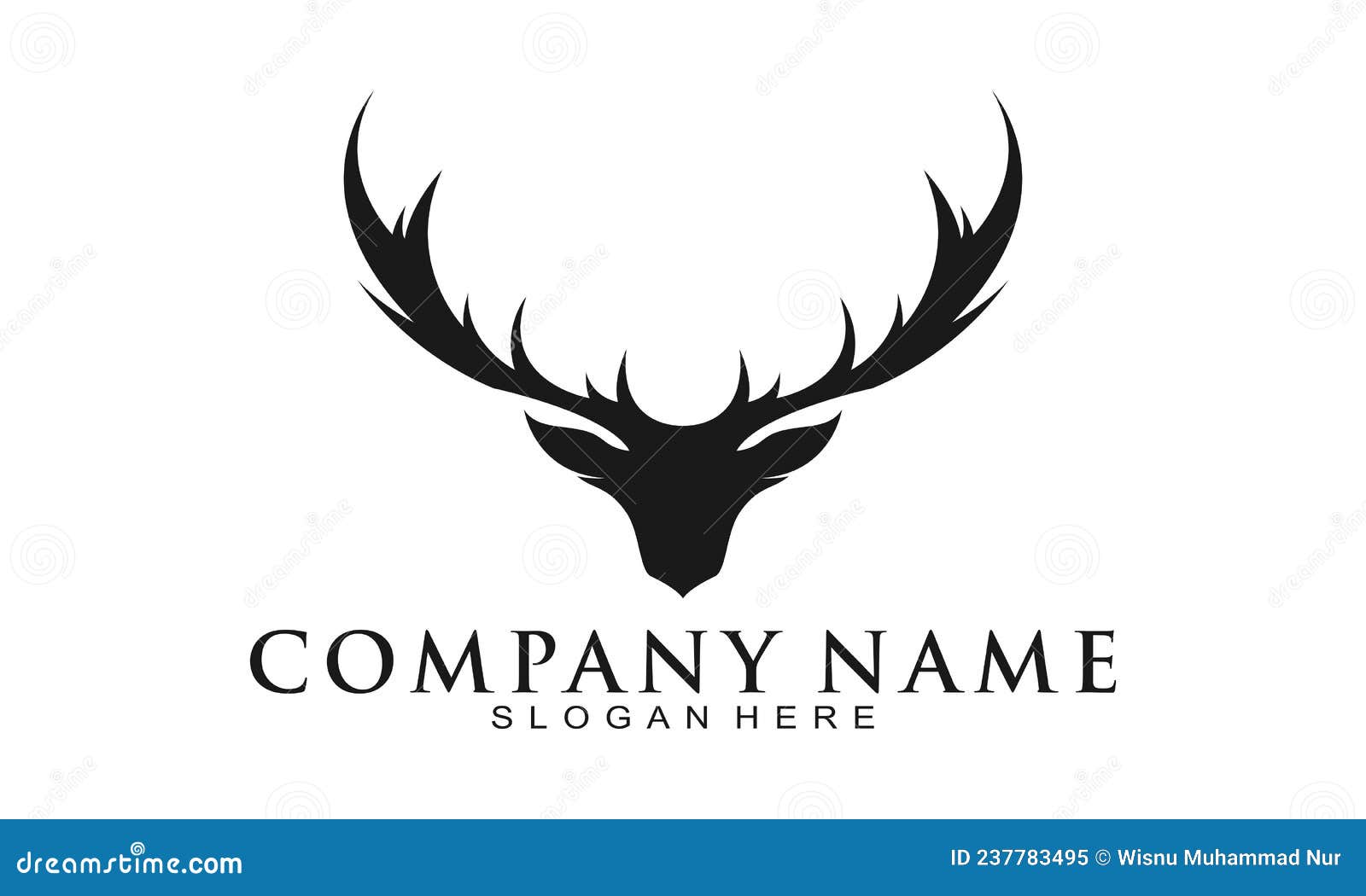 Deer Head with Sharp Antlers Vector Logo Stock Vector - Illustration of ...