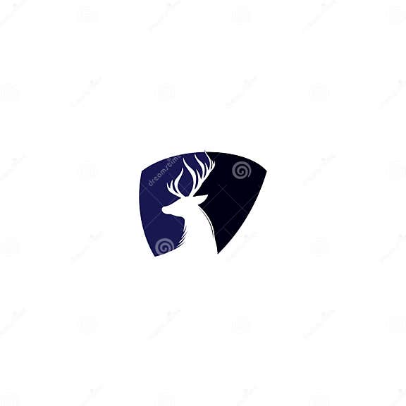 Deer Head Shield Shape Concept Logo Design Stock Vector - Illustration ...