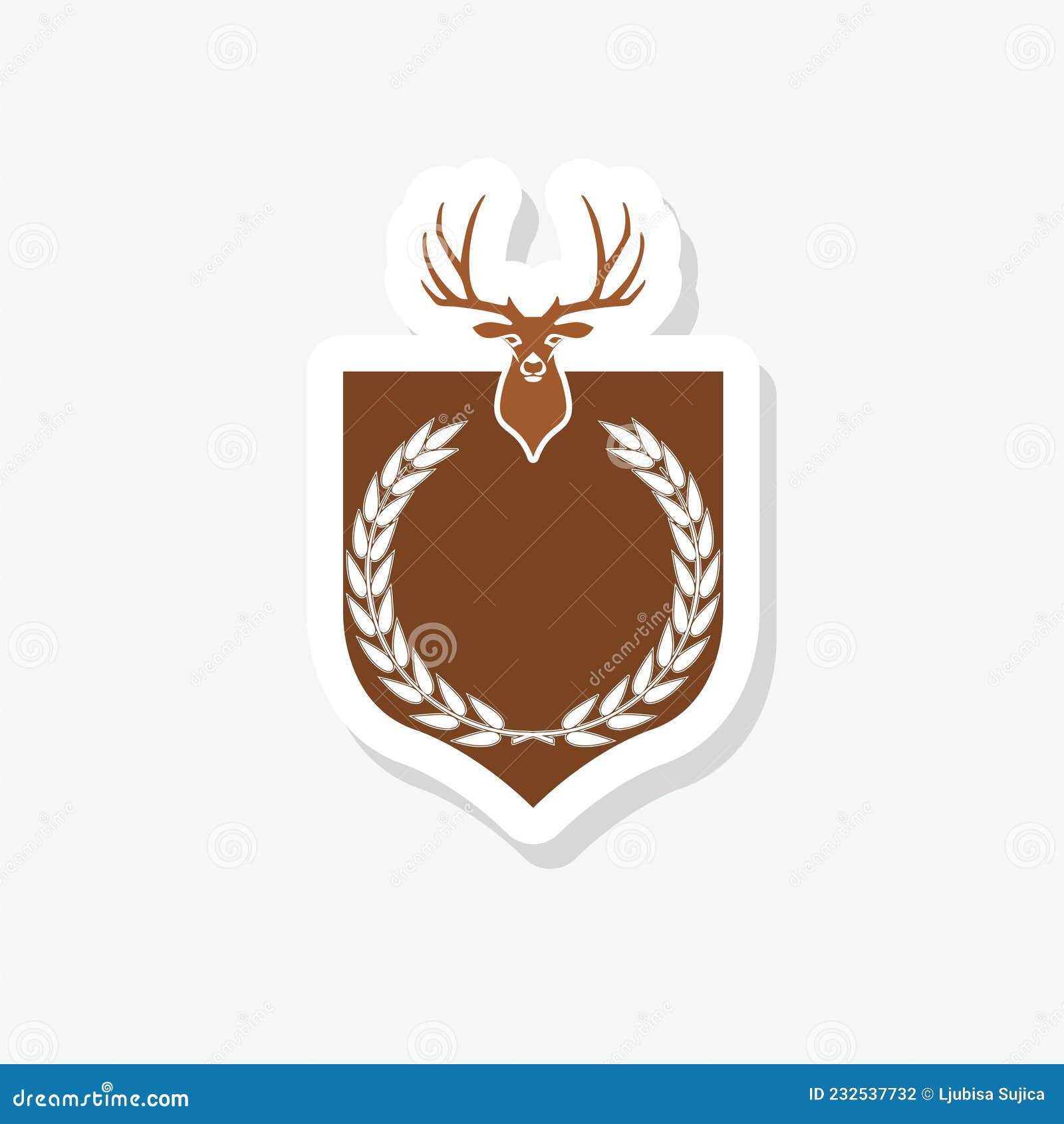 Deer Head in Shield Sticker Icon Stock Vector - Illustration of clip ...