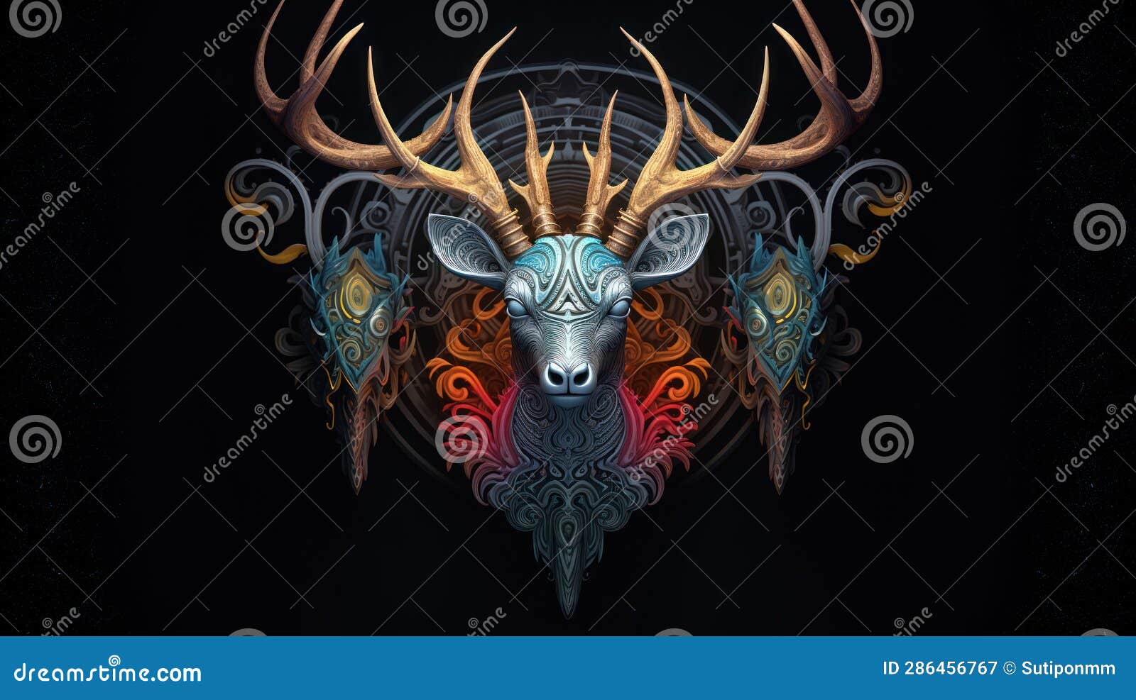 Deer Head Shot Portrait Ai Generated Stock Illustration - Illustration ...