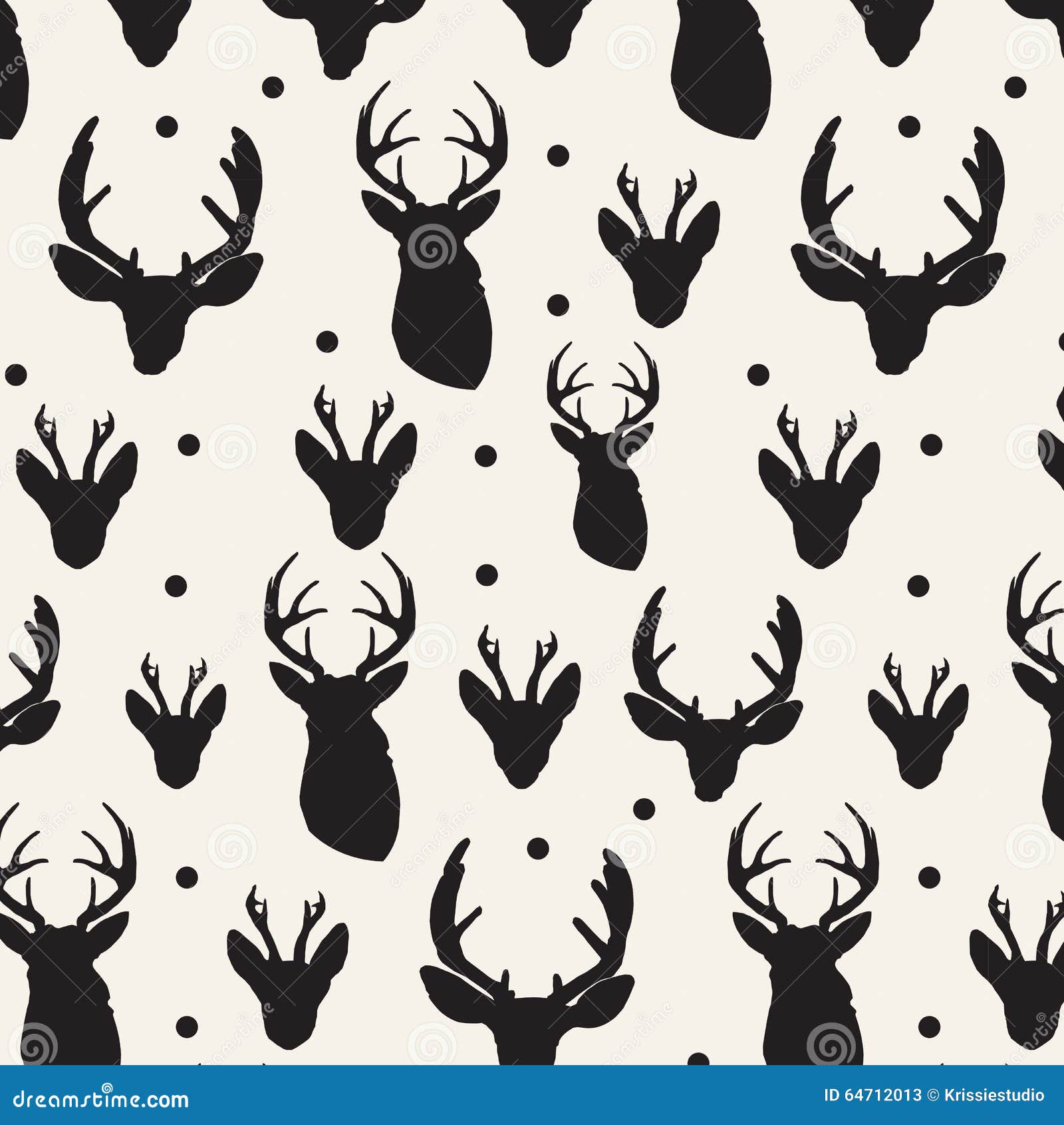 Deer Head Silhouette Seamless Pattern . Vector Seamless Pattern. Stock ...