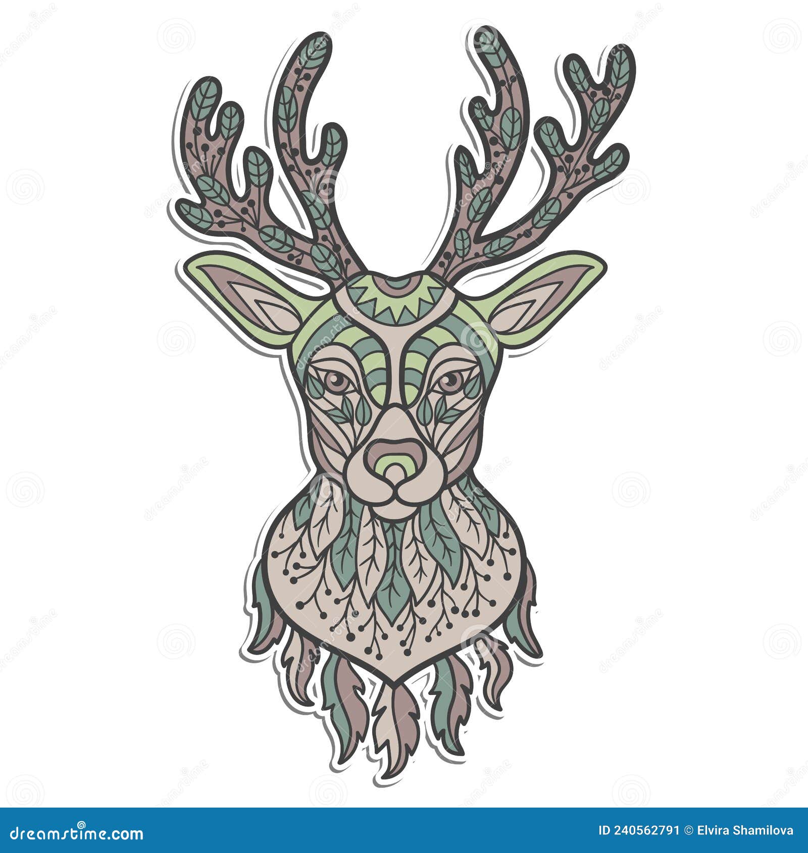 Deer Head Sticker with Abstract Patterns Stock Vector - Illustration of ...