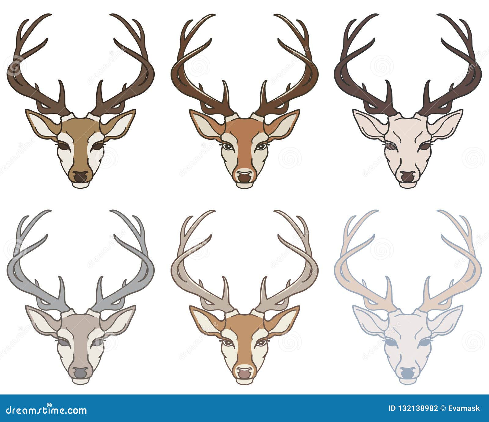 Deer head - stylization stock vector. Illustration of options - 132138982