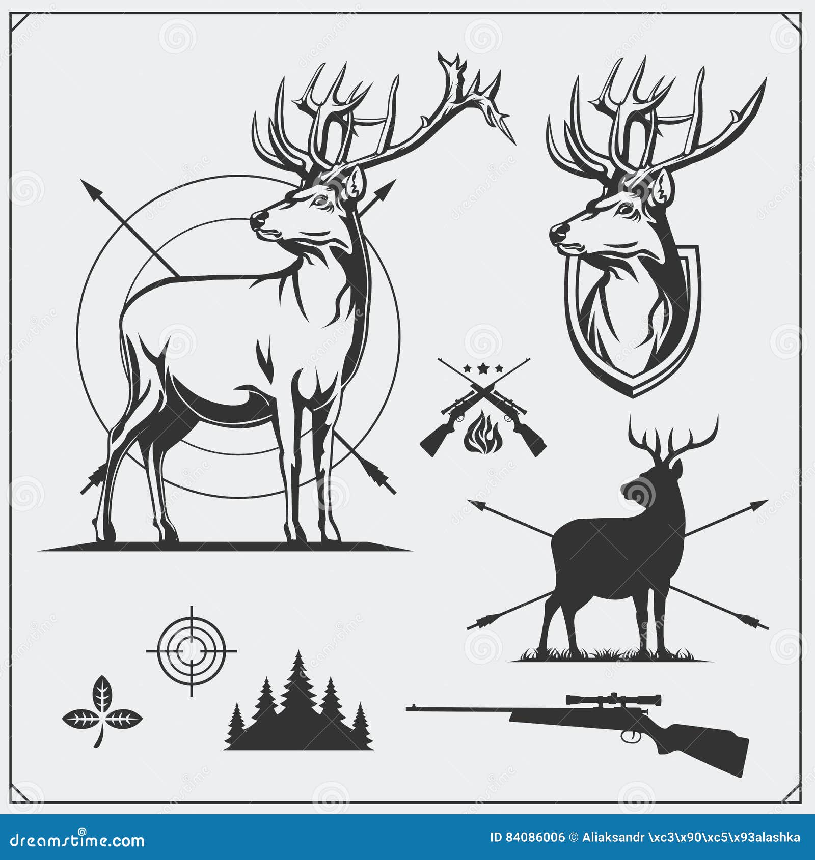 Deer Hunt Set Of Four Vector Hunting Club Emblems | CartoonDealer.com ...