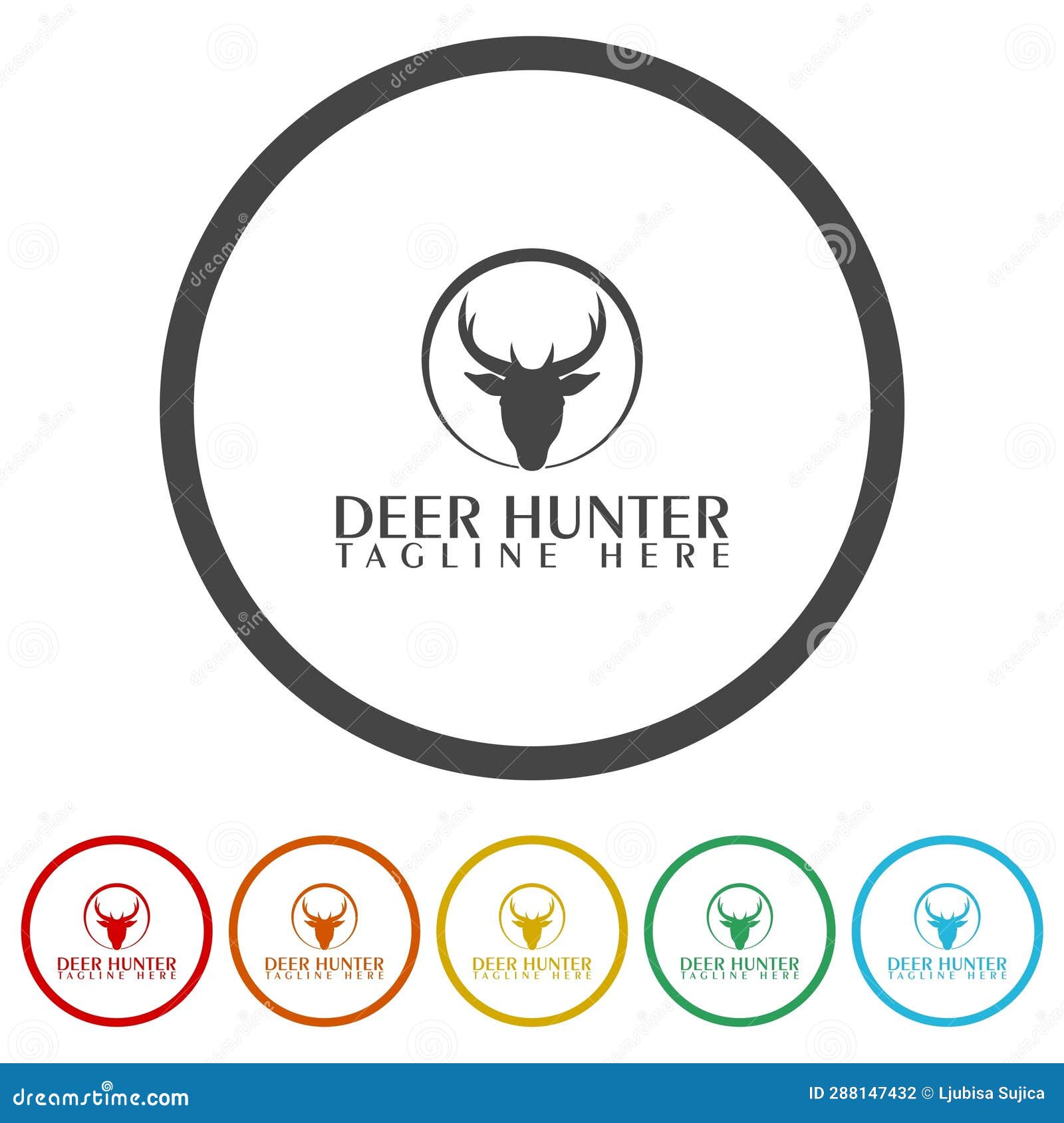 Deer Hunter Logo Template. Set Icons in Color Circle Buttons Stock ...