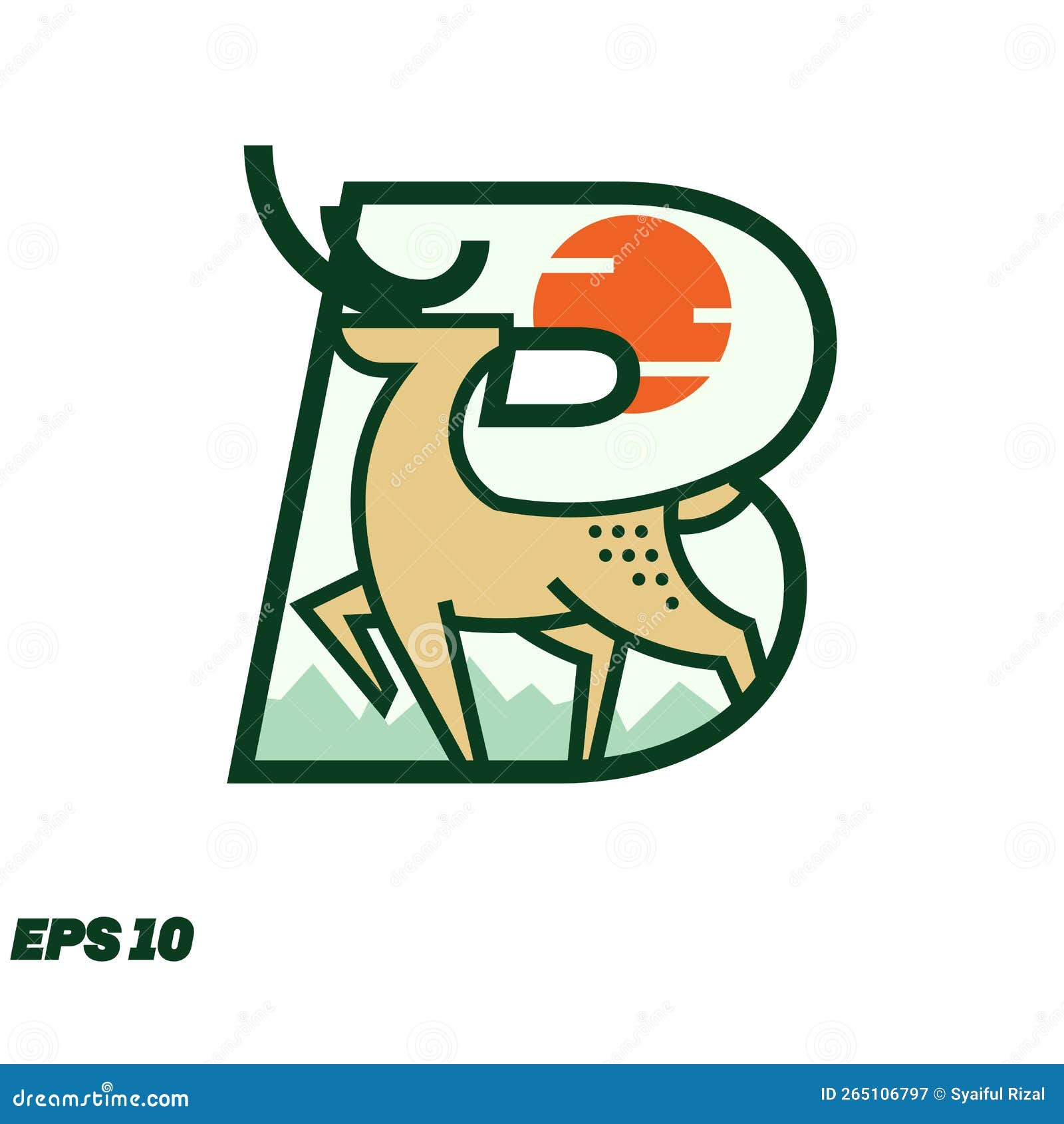 Deer or Hunting Alphabet B stock illustration. Illustration of retro ...