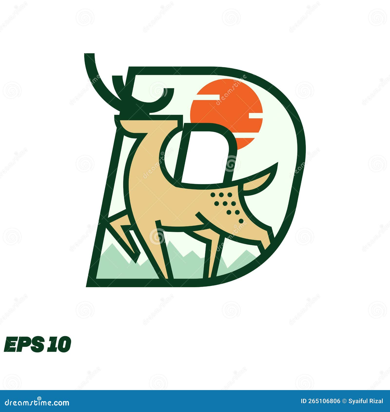 Deer or Hunting Alphabet D stock illustration. Illustration of graphic ...