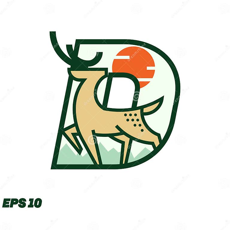 Deer or Hunting Alphabet D stock illustration. Illustration of graphic ...
