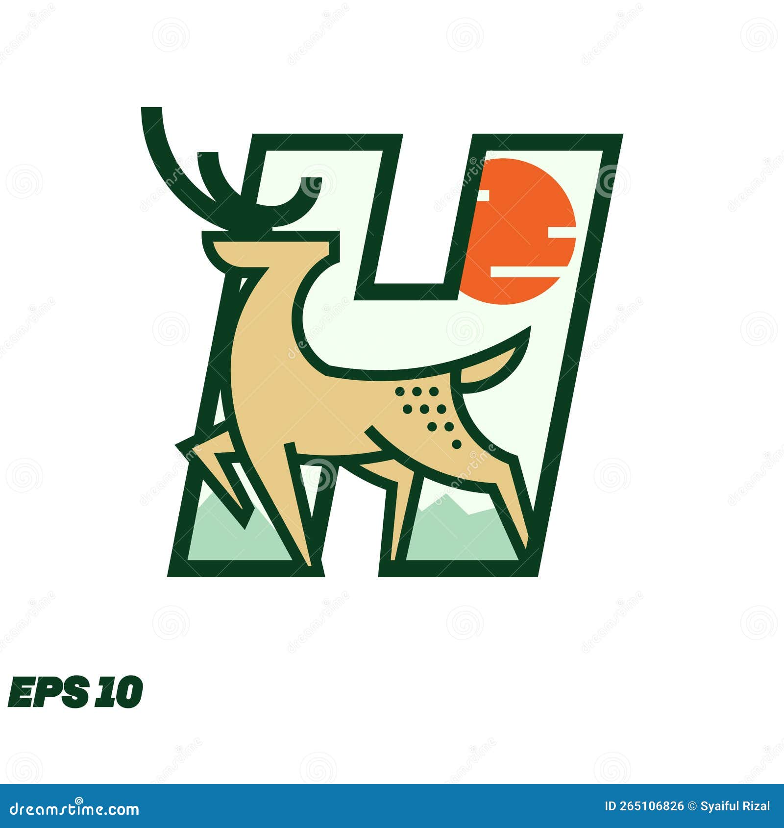 Deer or Hunting Alphabet H stock illustration. Illustration of element ...