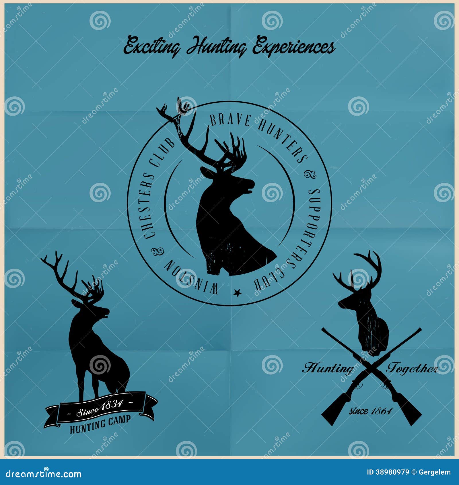 Deer Hunting Badge Collection Stock Vector - Illustration of badge ...