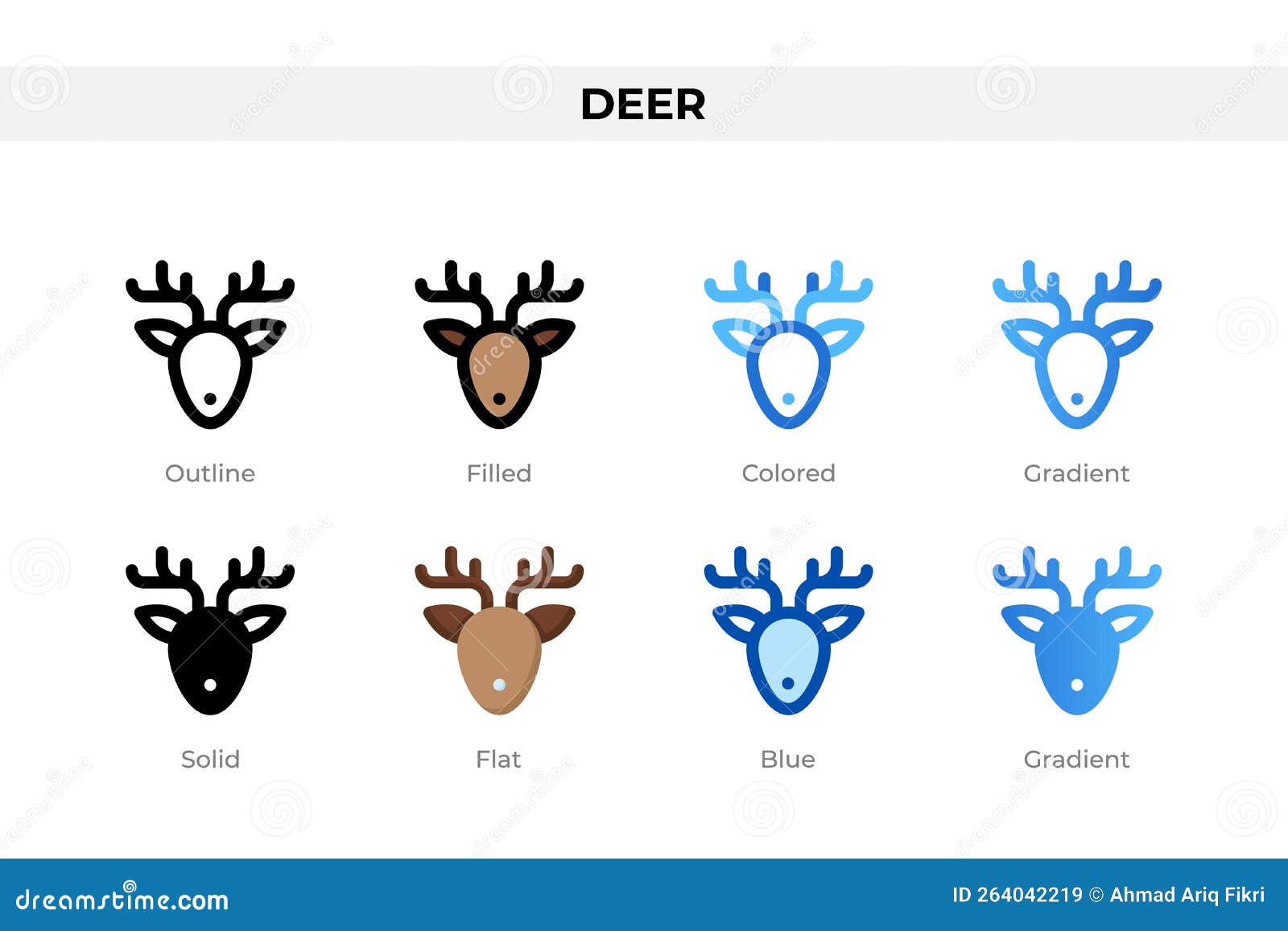 Deer Icons in Different Style. Deer Icons Set. Holiday Symbol ...