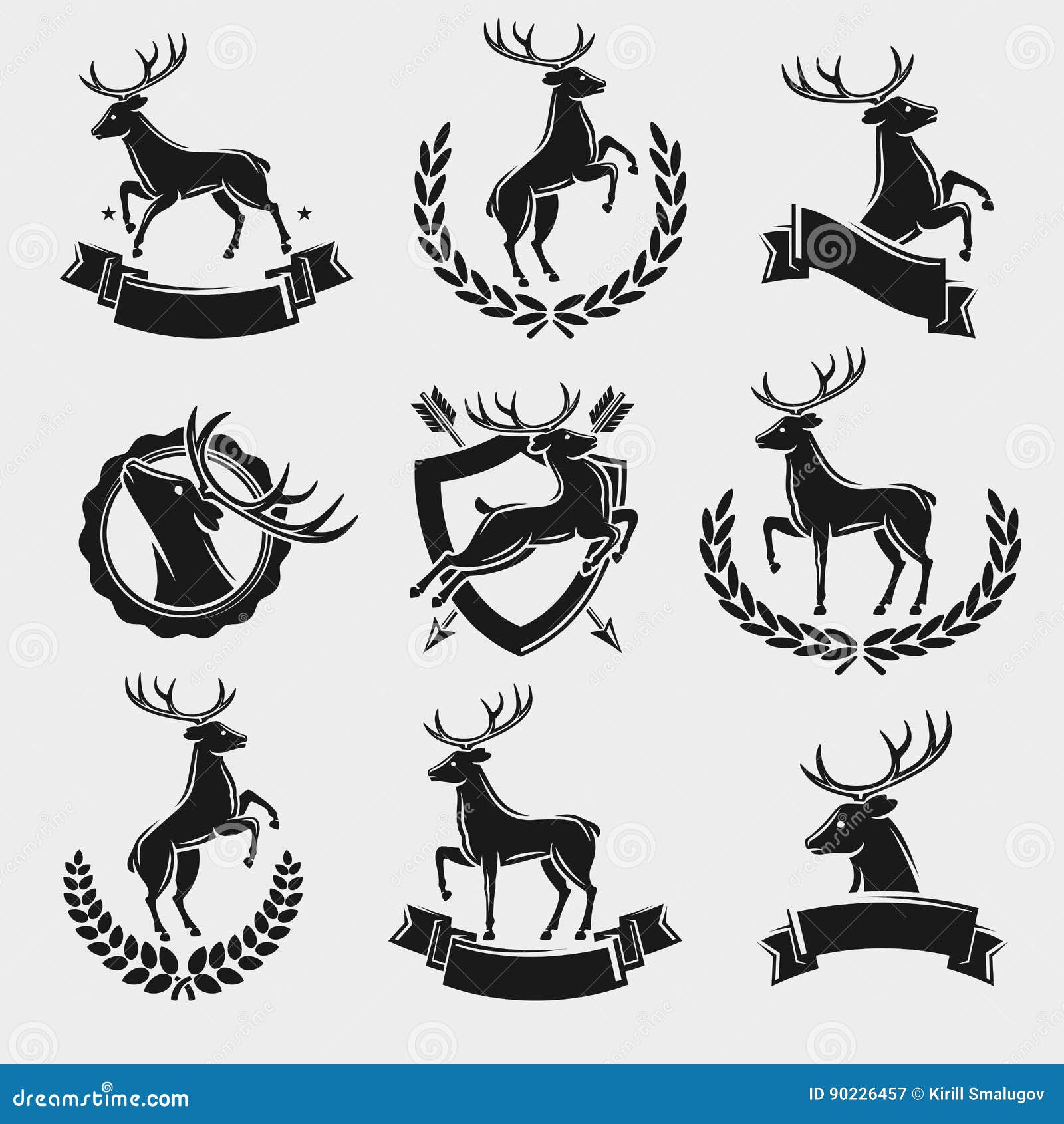 Deer Labels and Elements Set. Vector Stock Vector - Illustration of ...