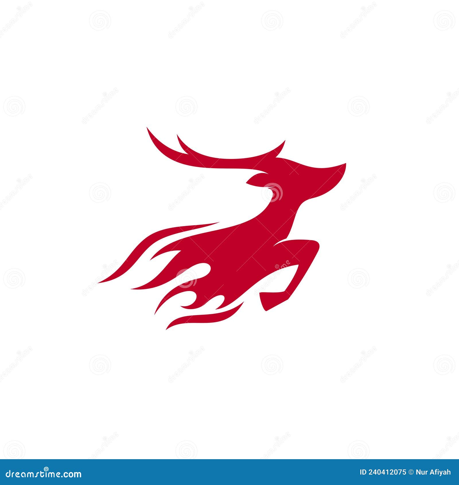 Deer Logo with Fire Design Combination, Red Color Logos Stock Vector ...