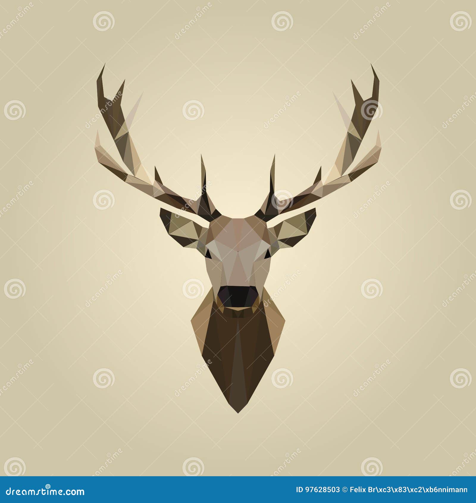 Deer Low Poly Portrait Animal Abstract Polygonal Illustration Stock ...
