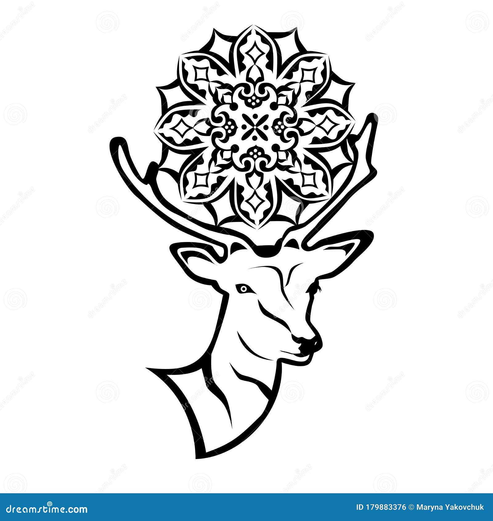 The deer mandala stock vector. Illustration of mandala - 179883376