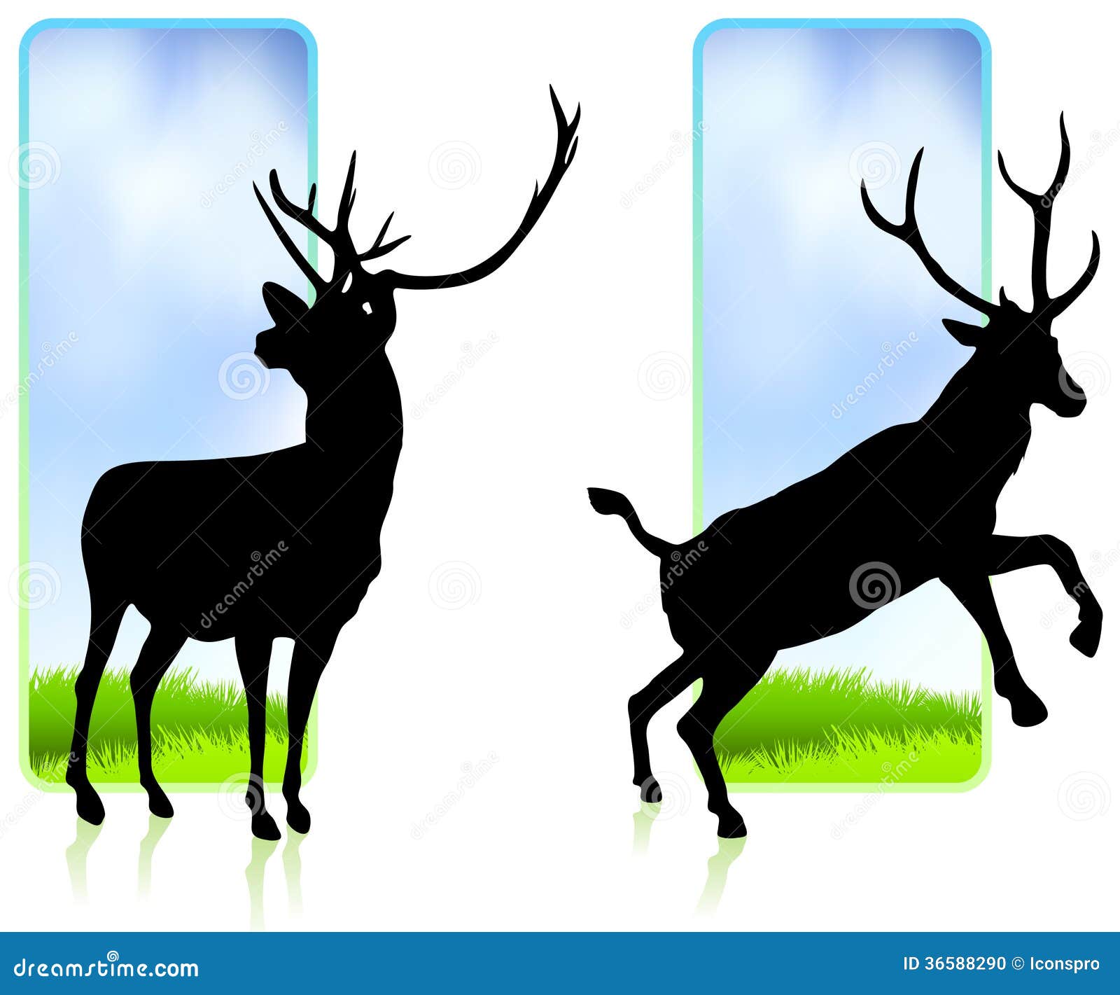 Deer with Nature Banners stock illustration. Illustration of deer ...