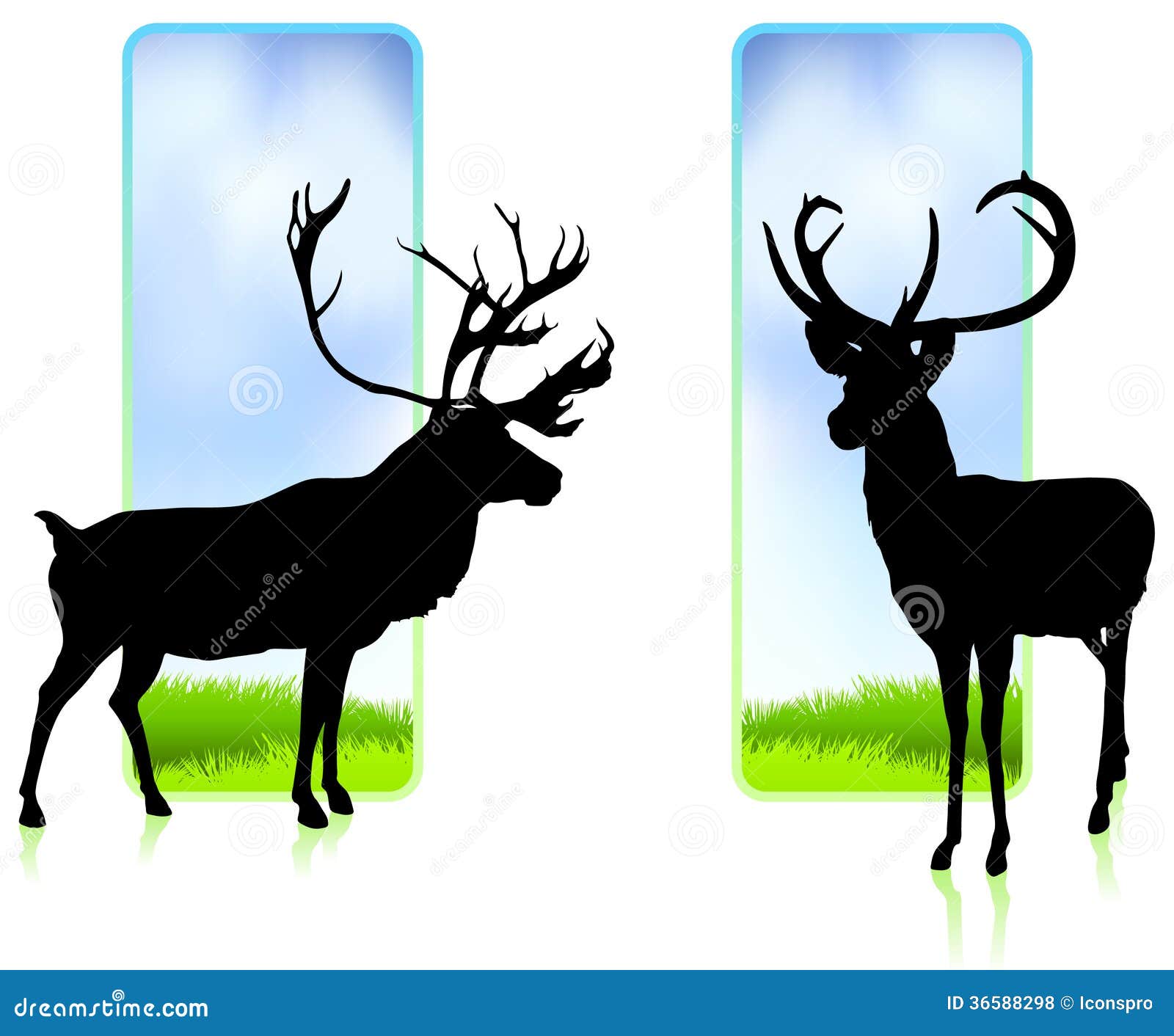 Deer with Nature Banners stock illustration. Illustration of brightly ...