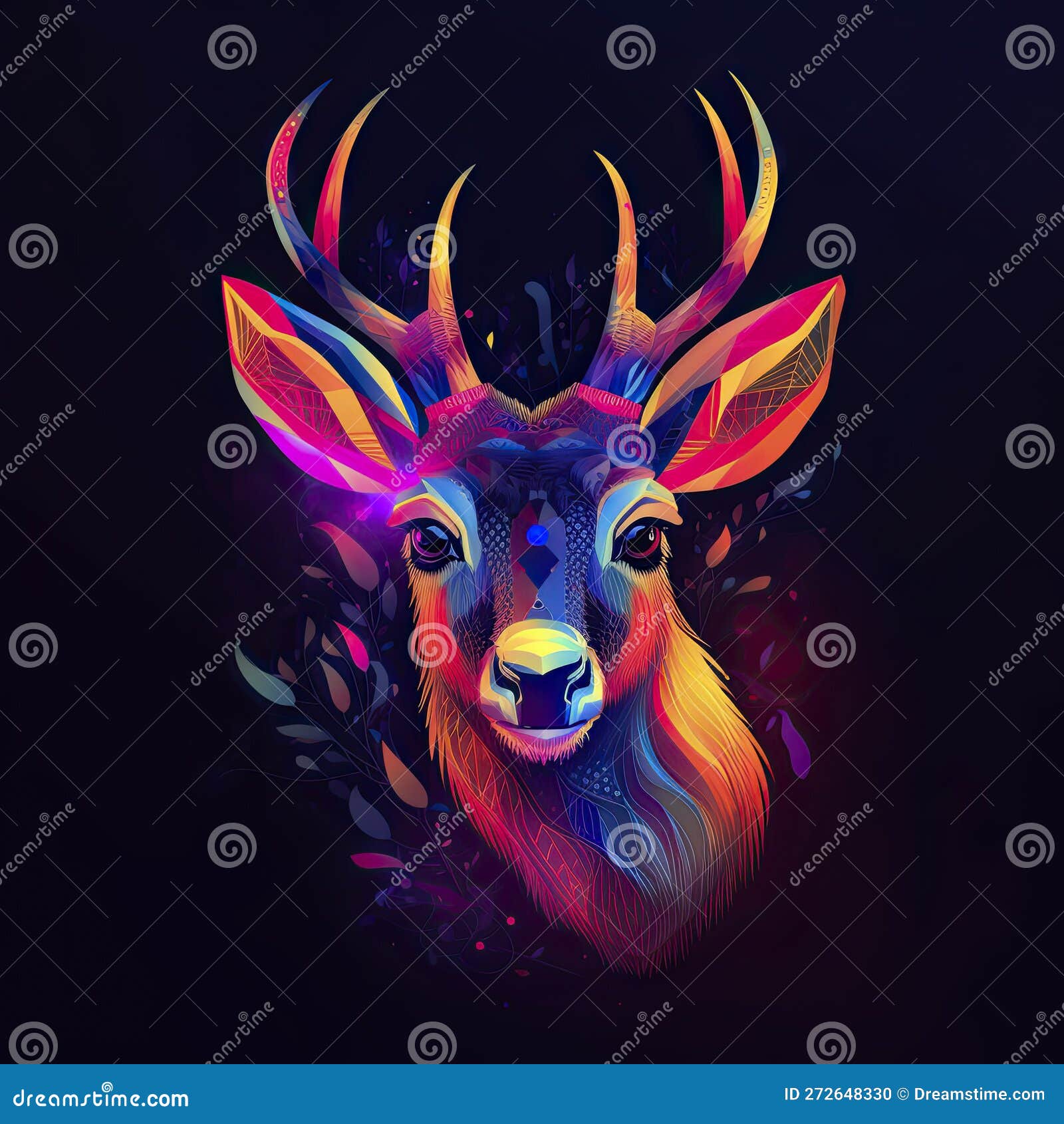Deer in Neon Colors. Generative AI Stock Illustration - Illustration of ...