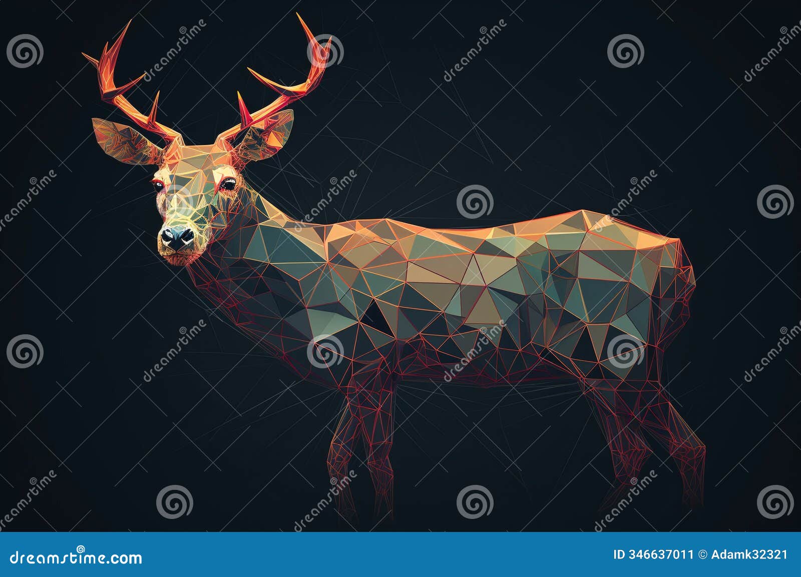 Set Of Deer In Polygon Style. Cartoon Icon Design Template With Various ...
