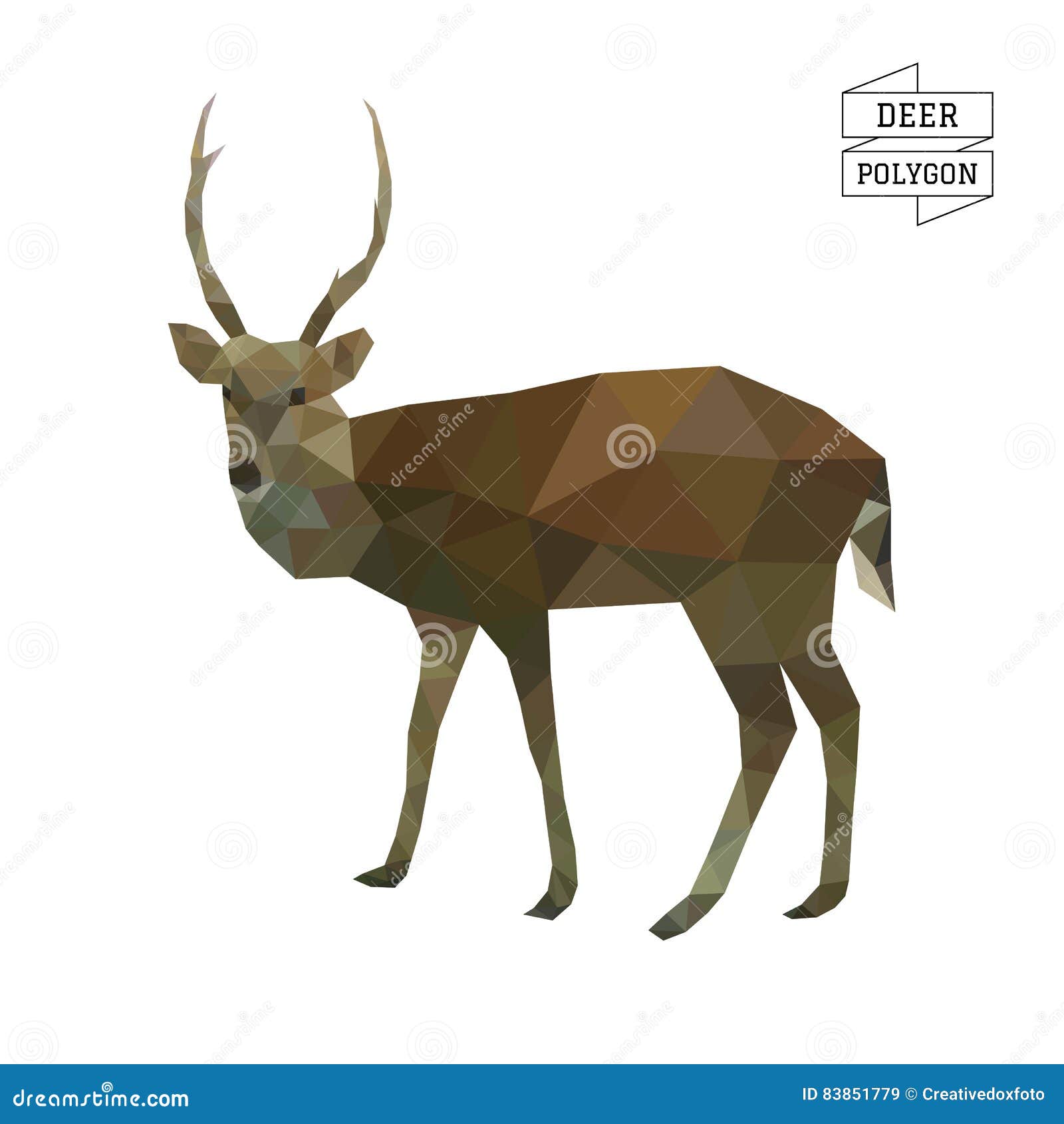 Set Of Deer In Polygon Style. Cartoon Icon Design Template With Various ...
