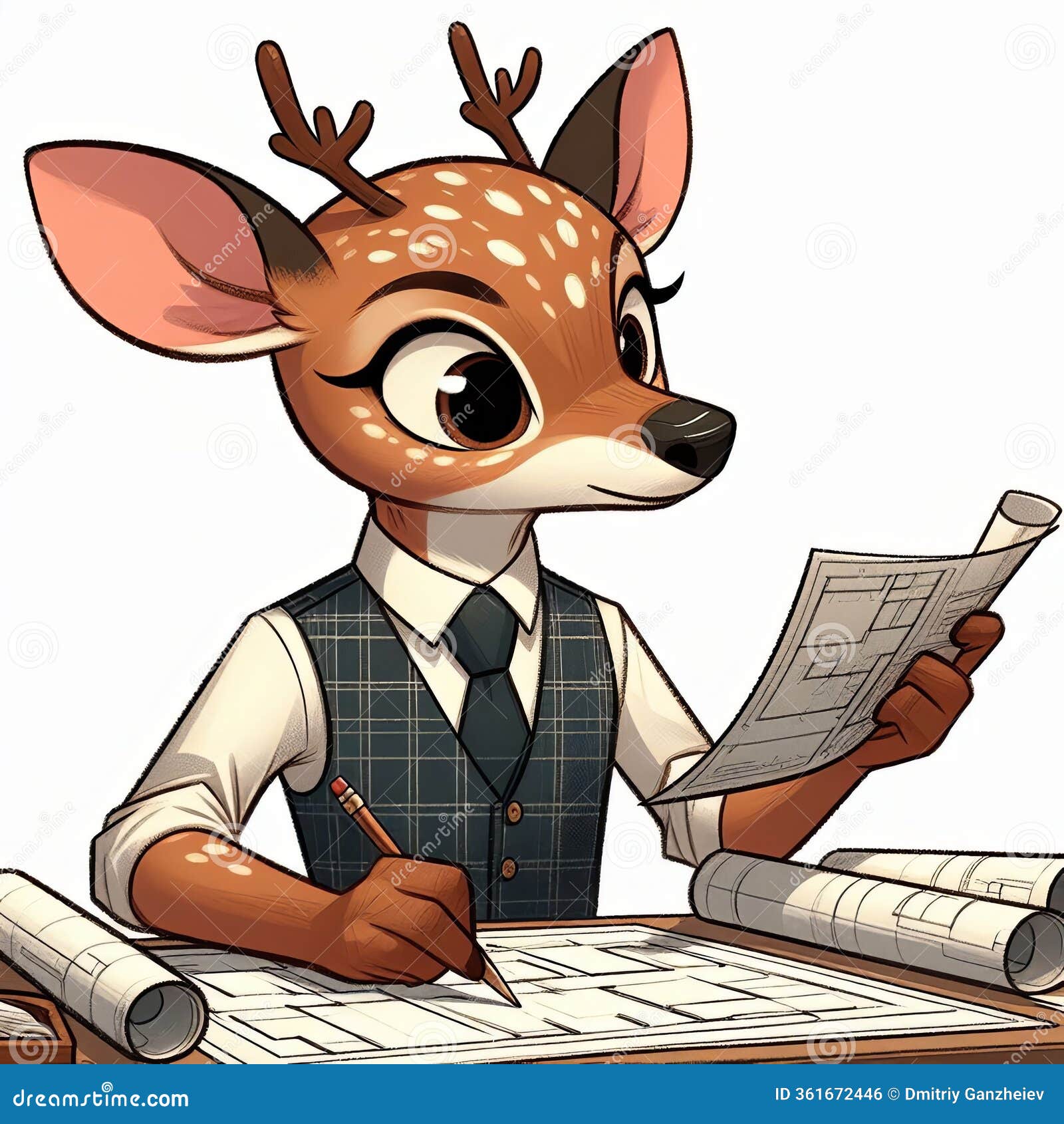 Deer Professional in Engineering Attire Stock Illustration ...