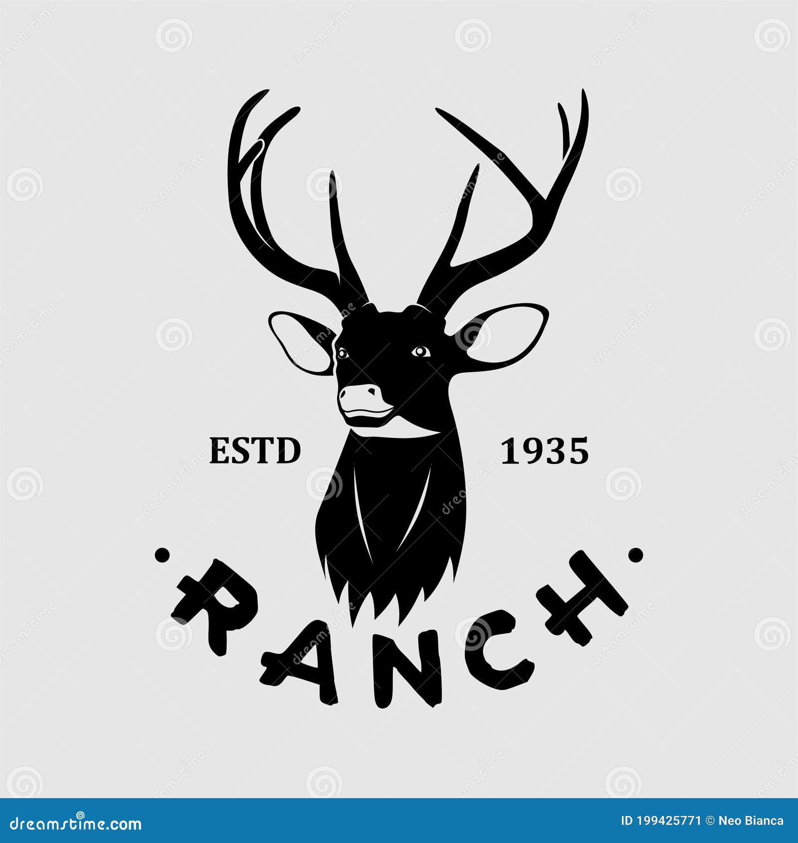 Ranch Logo Design With Using Head Of Deer As Symbol Vector Illustration ...