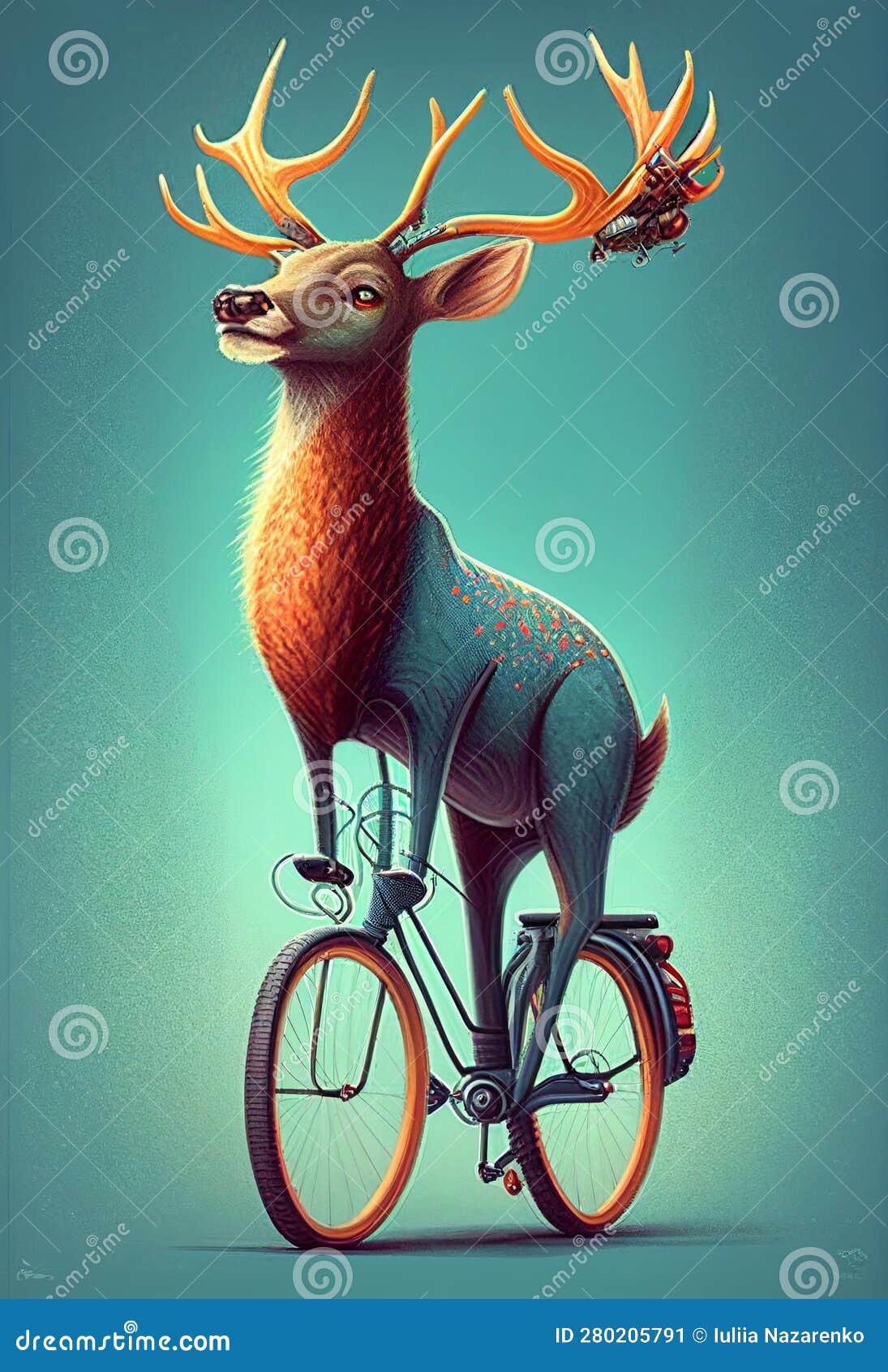 Deer Rides a Bike. AI Generated Stock Image - Image of animal, cute ...