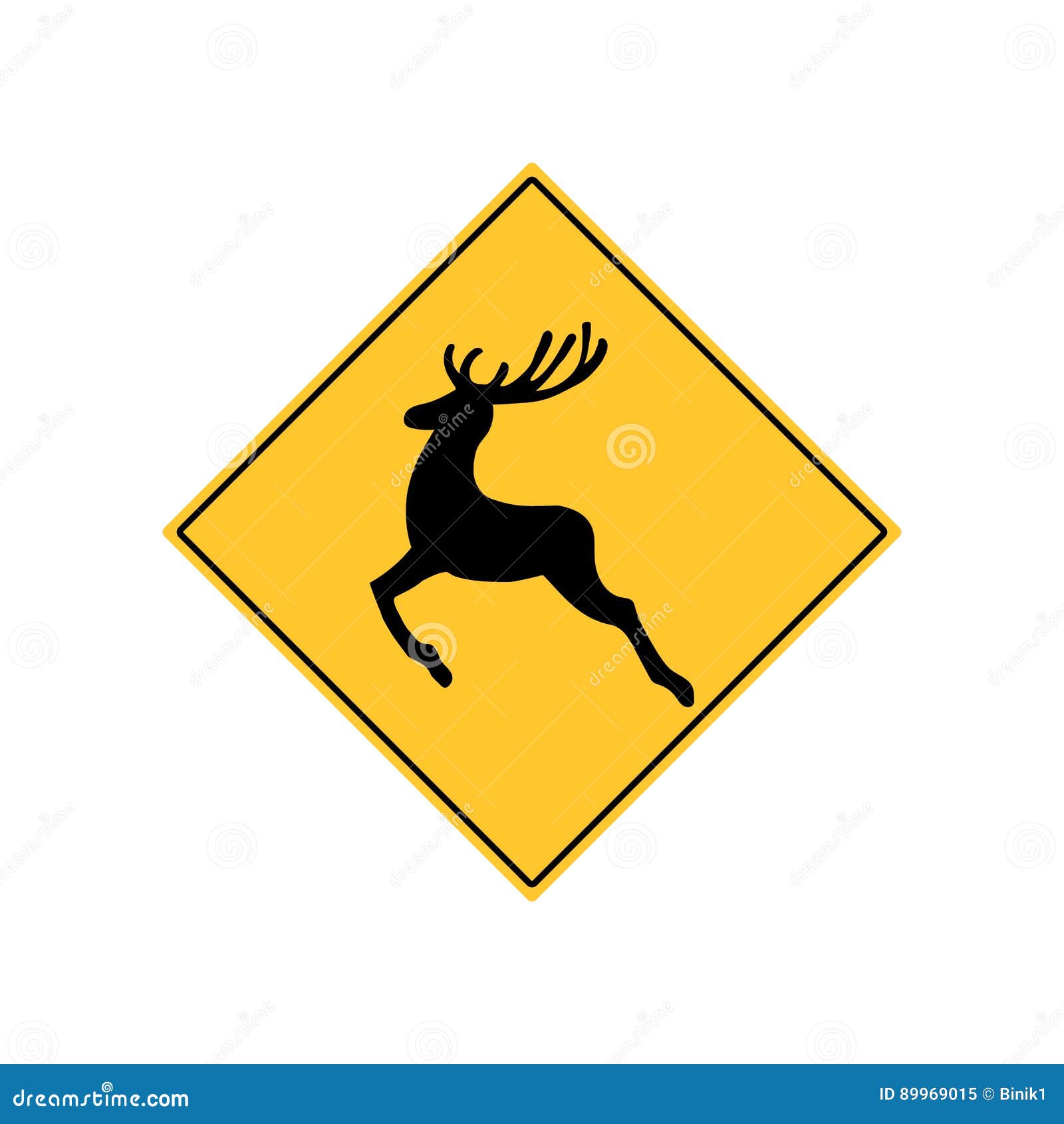 Deer Road Sign Warning stock vector. Illustration of isolated - 89969015