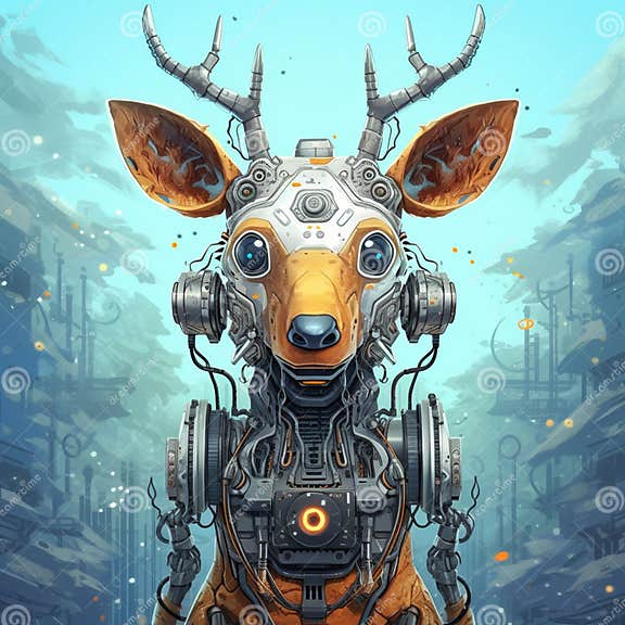 Deer Robot Digital Illustration Stock Illustration - Illustration of ...