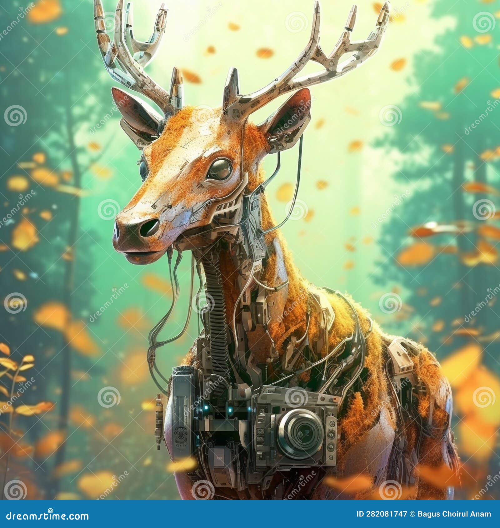 Deer Robot Digital Illustration Stock Illustration - Illustration of ...