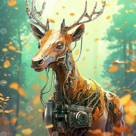 Deer Robot Digital Illustration Stock Illustration - Illustration of ...