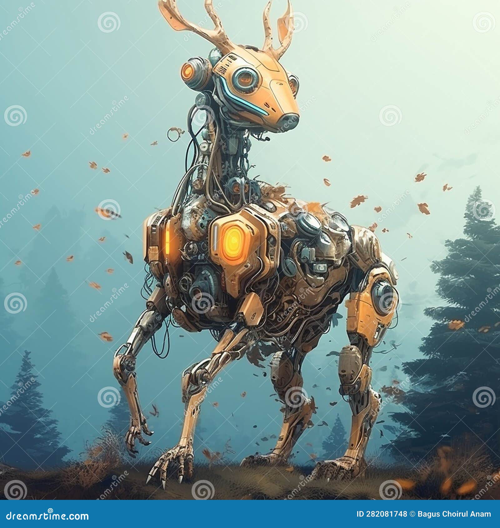 Deer Robot Digital Illustration Stock Illustration - Illustration of ...