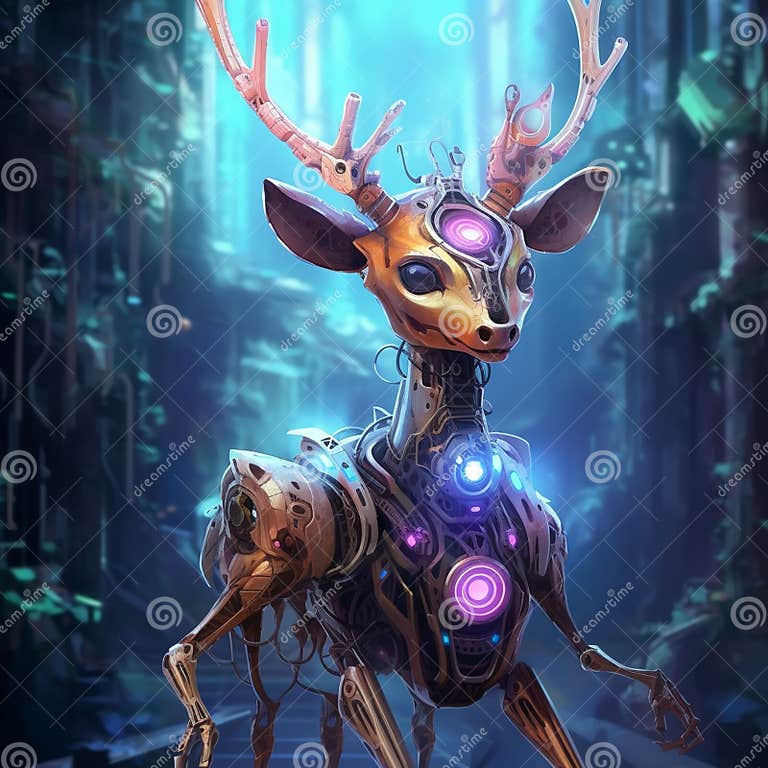 Deer Robot Digital Illustration Stock Illustration - Illustration of ...