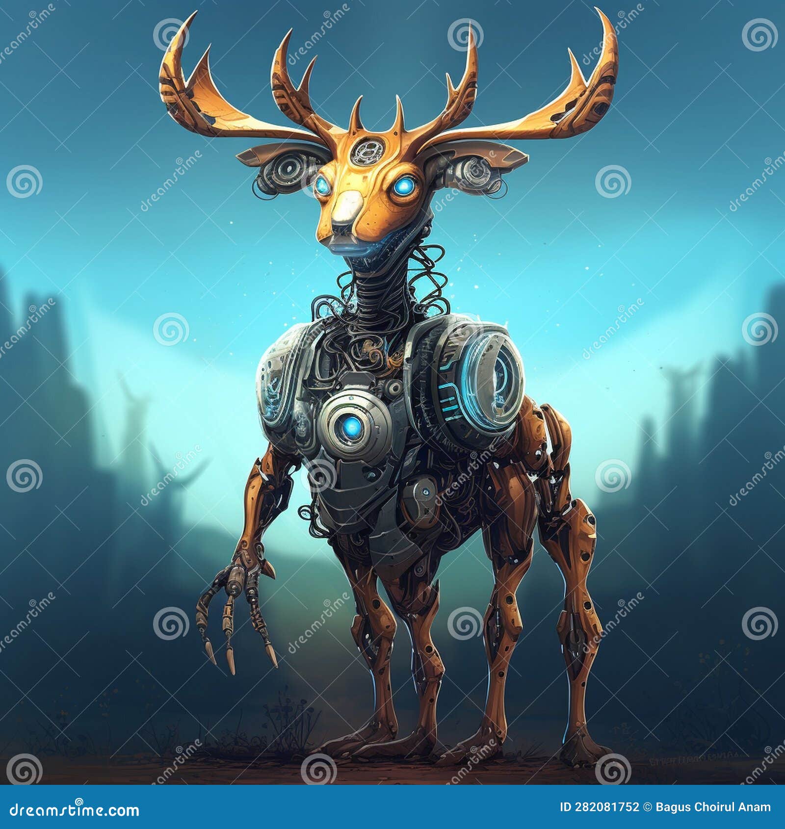 Deer Robot Digital Illustration Stock Illustration - Illustration of ...