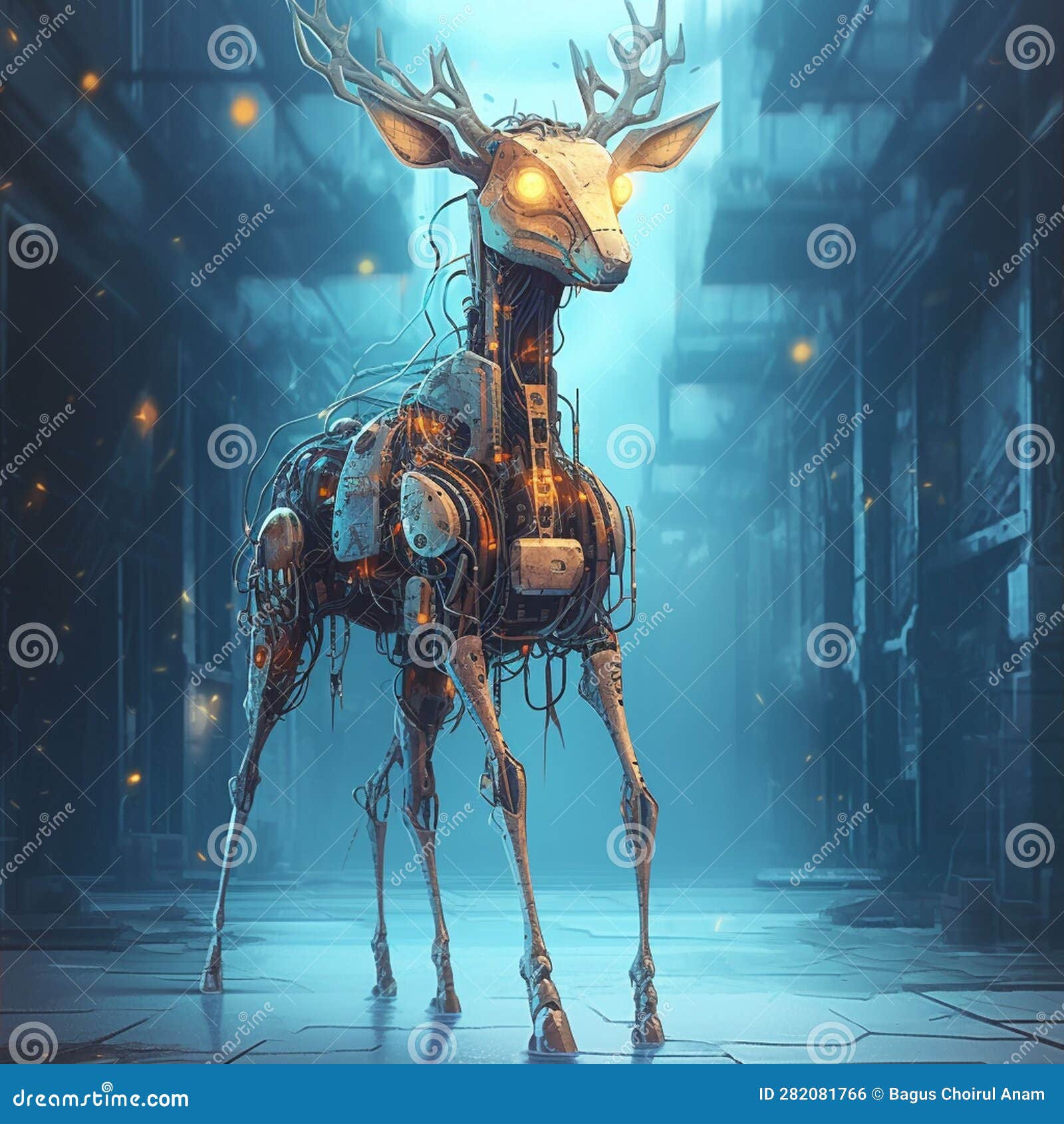 Deer Robot Digital Illustration Stock Illustration - Illustration of ...