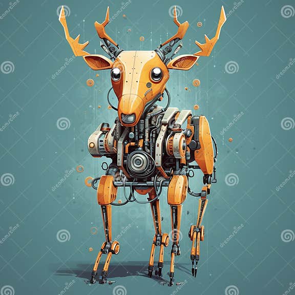 Deer Robot Digital Illustration Stock Illustration - Illustration of ...