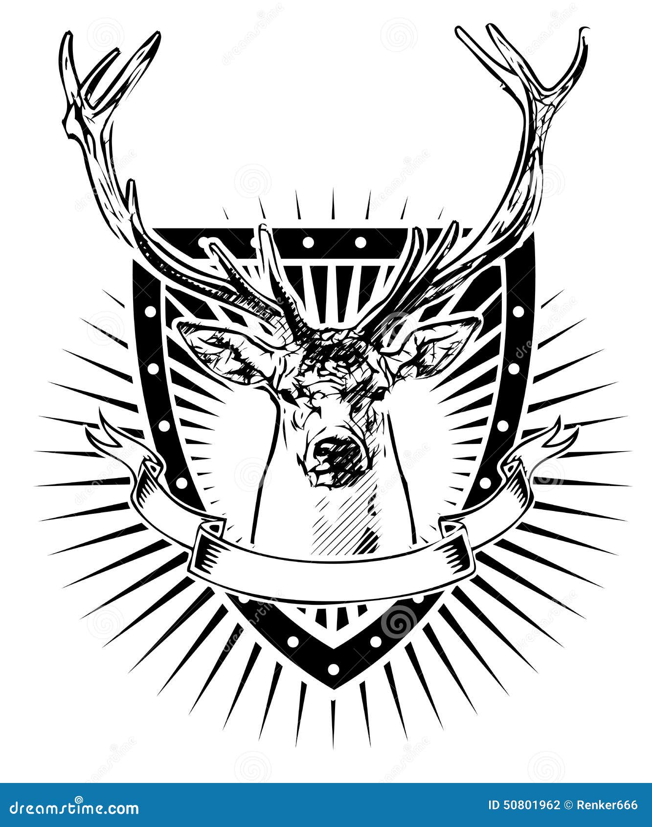 Deer shield stock vector. Illustration of logo, draw - 50801962