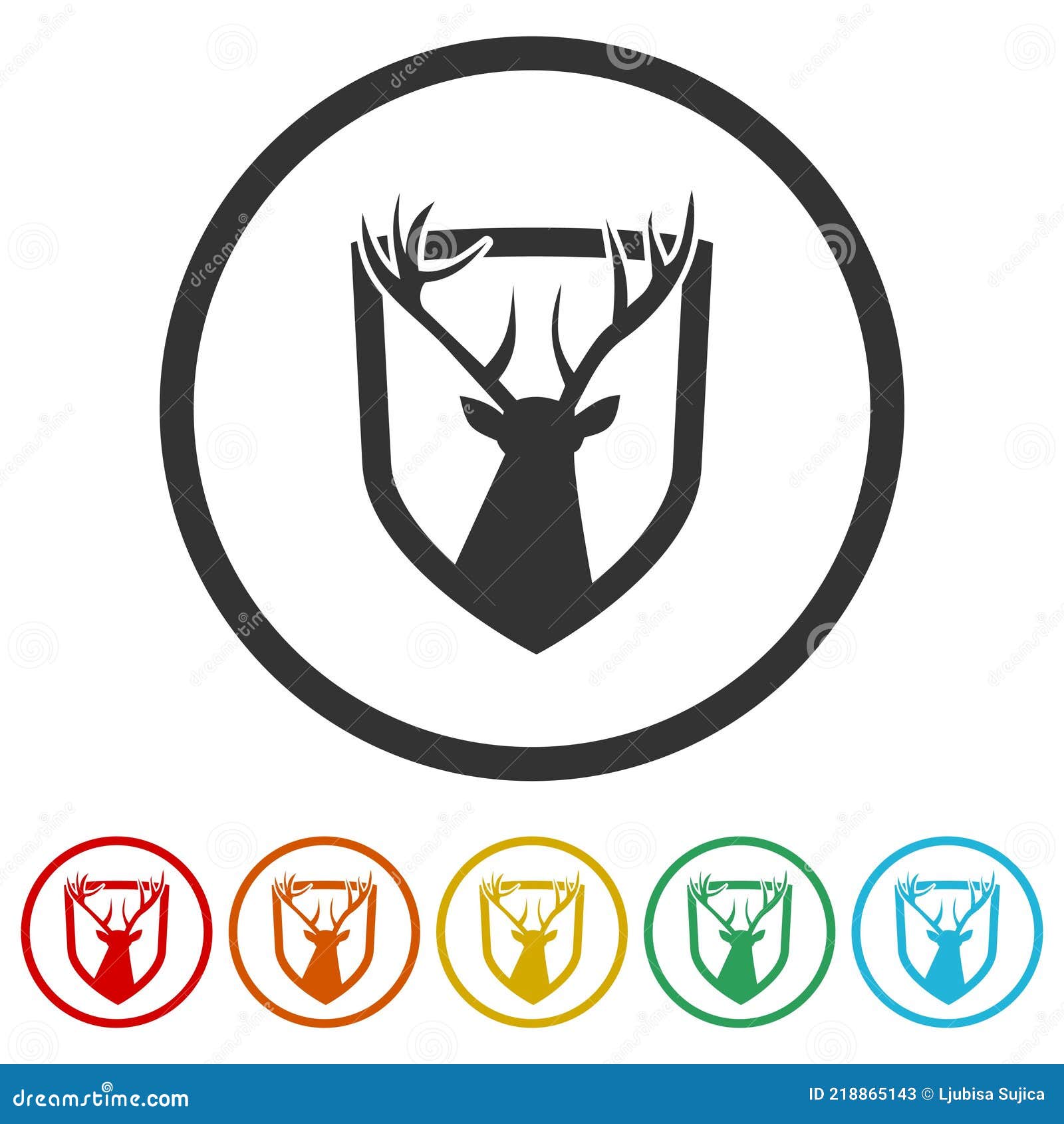 Deer and Shield Logo Color Set Stock Vector - Illustration of hunt ...