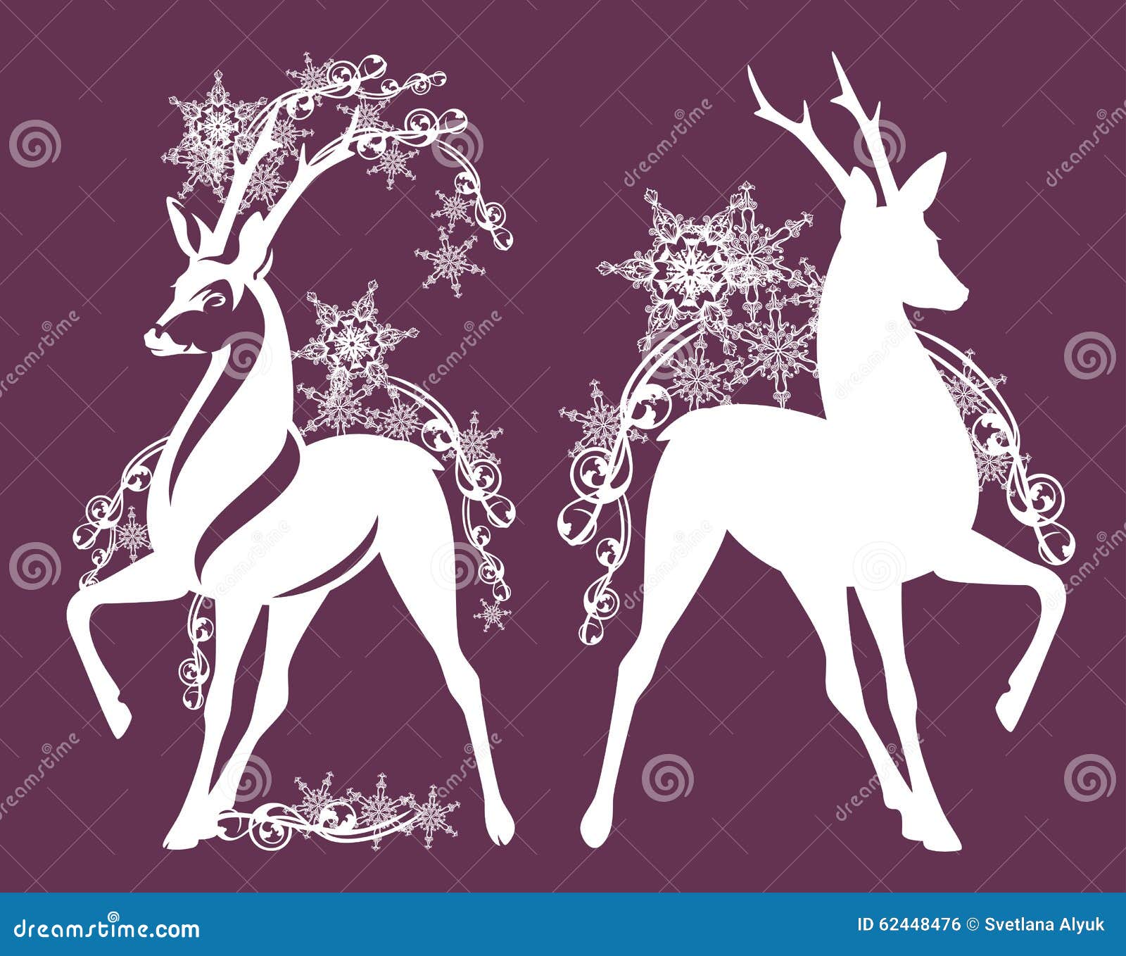 Deer among Snowflakes Decor Stock Vector - Illustration of decoration ...