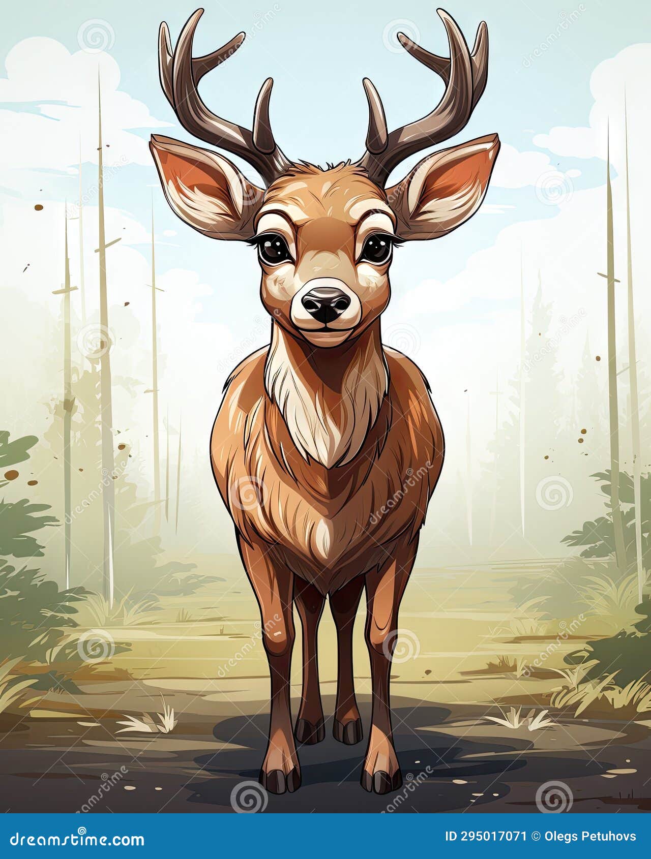 A Deer Standing in the Middle of a Forest Looking at the Camera ...