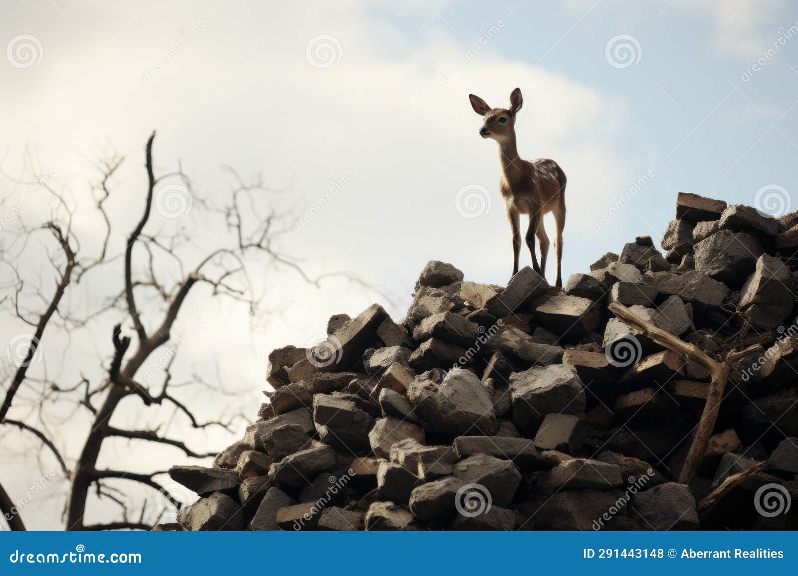 A Deer Standing on Top of a Pile of Rocks Stock Illustration ...