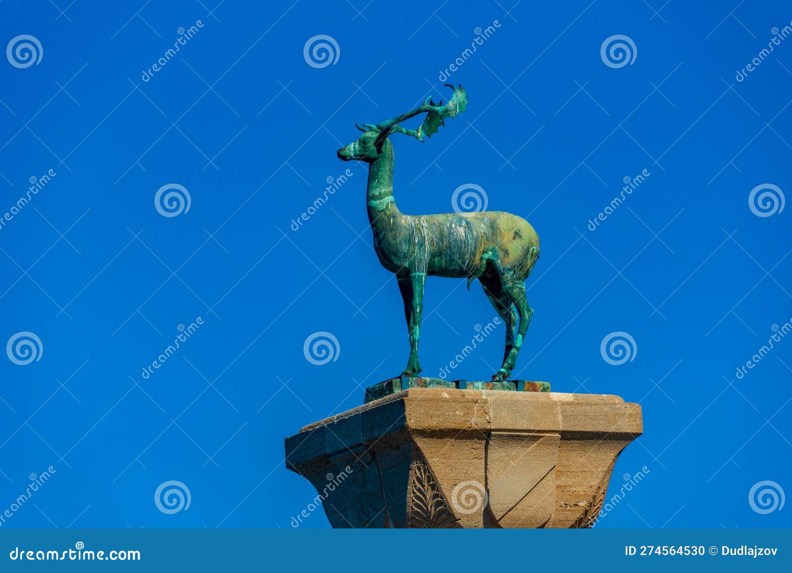 Deer Statue at Greek Port Rhodos Stock Photo - Image of architecture ...