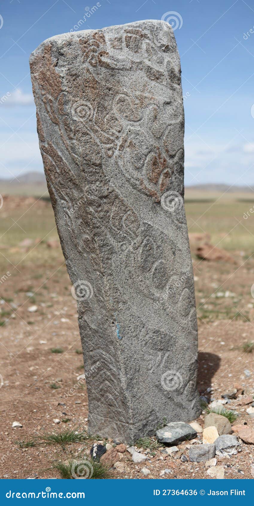Deer Stone in Mongolian Wilderness Stock Photo - Image of steppe ...