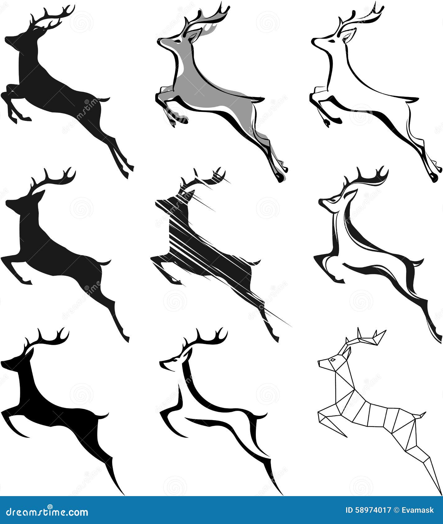 Deer stock vector. Illustration of forest, nature, jump - 58974017