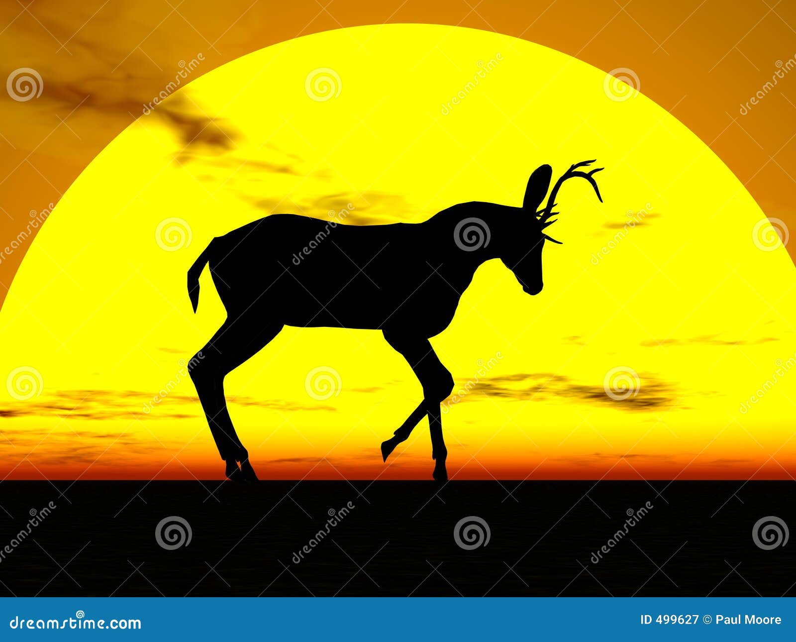 Deer Sun Silhouette stock illustration. Illustration of deer - 499627