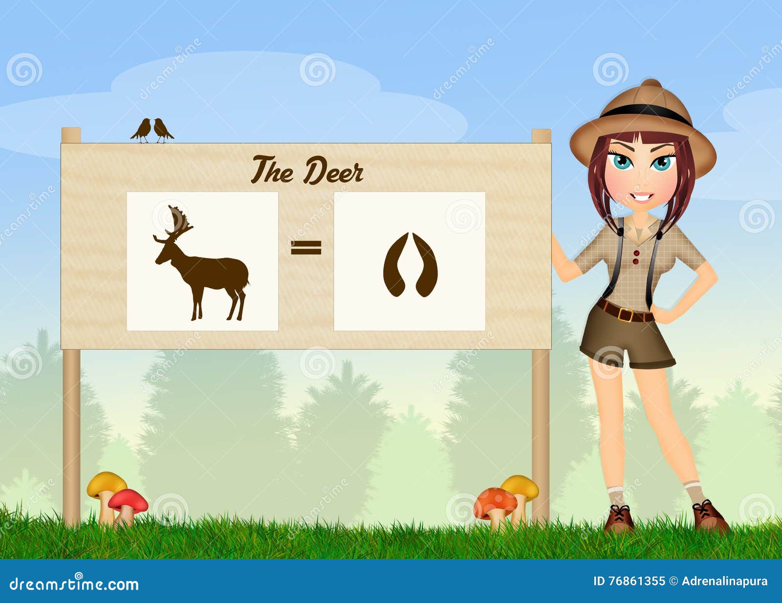 Deer tracks in the woods stock illustration. Illustration of footprints ...