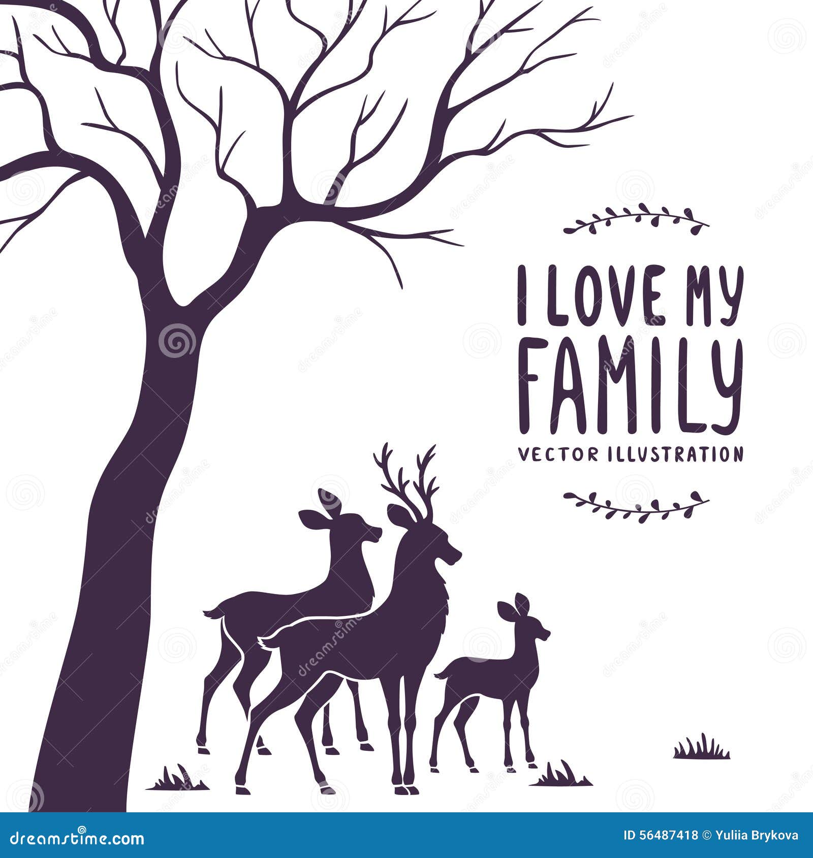 Deer and a tree stock vector. Illustration of design - 56487418