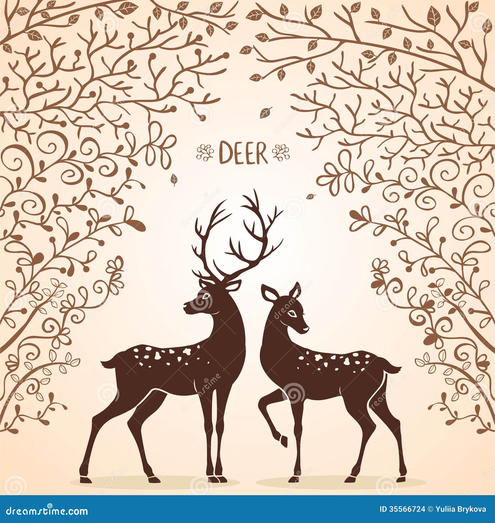 Deer trees stock vector. Illustration of painting, element - 35566724